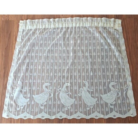 jcpenney | Accents | Vintage White Lace Curtain Panel Country Ducks ...